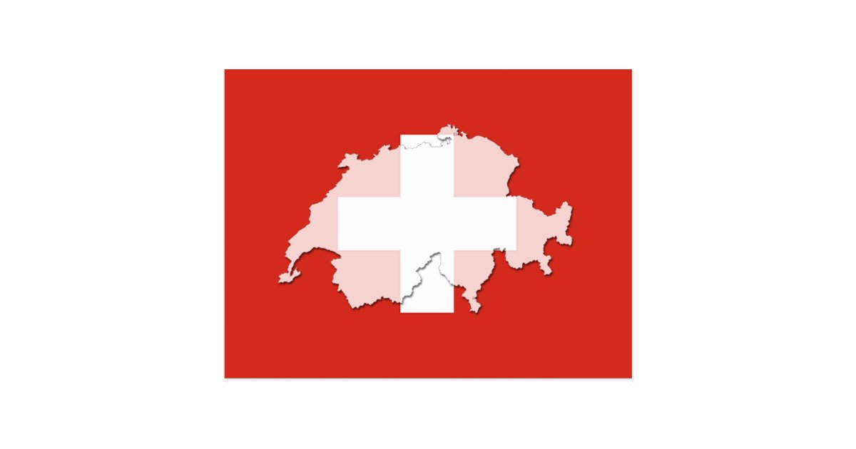 Switzerland flag map outline postcard | Zazzle.com