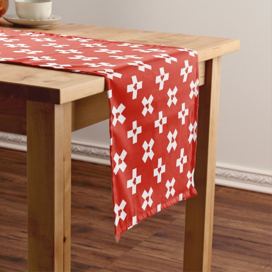 Switzerland Flag with Heart pattern Short Table Runner | Zazzle.com