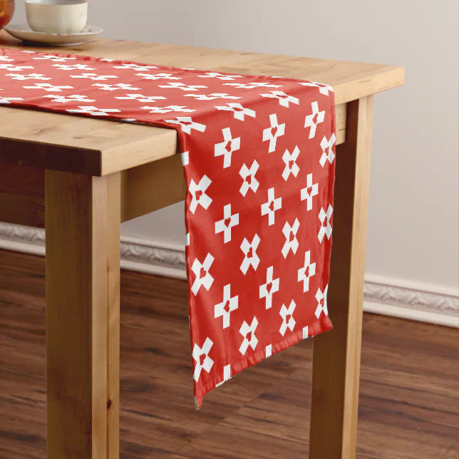 Switzerland Flag with Heart pattern Short Table Runner | Zazzle