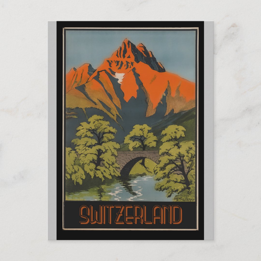 Switzerland Swiss Alps Vintage Travel Poster Postcard | Zazzle