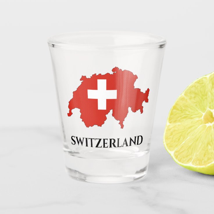 Switzerland Swiss Flag Map Shot Glass | Zazzle
