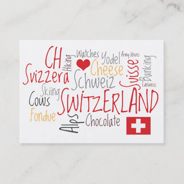 Switzerland Swiss Theme Tourism Business Cards | Zazzle