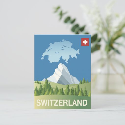 Switzerland Travel Poster Postcard | Zazzle
