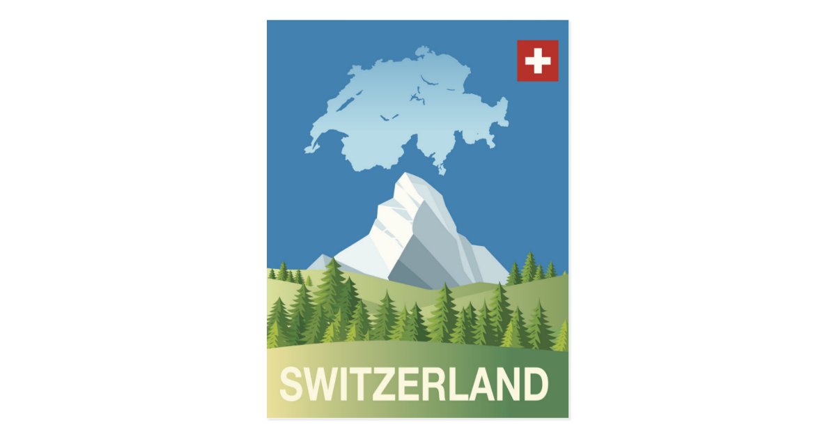 Switzerland Travel Poster Postcard | Zazzle.com