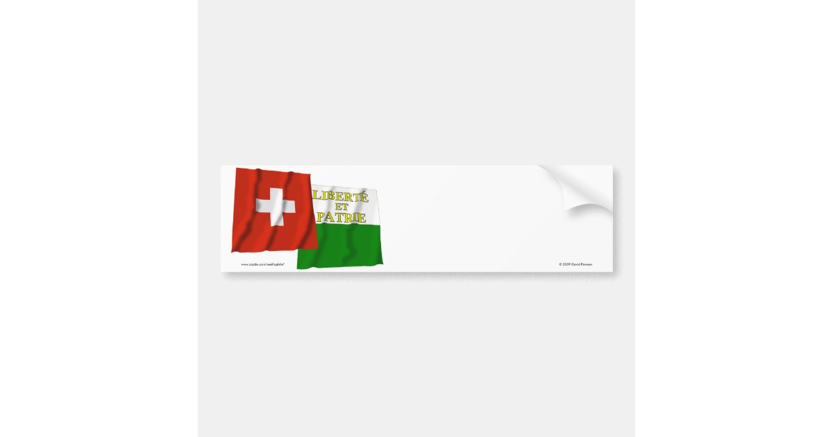 Switzerland & Vaud Waving Flags Bumper Sticker | Zazzle
