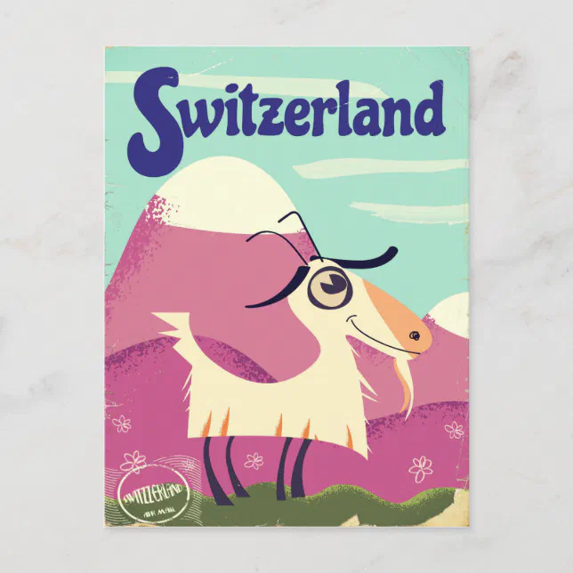 Switzerland Vintage style travel poster Postcard | Zazzle