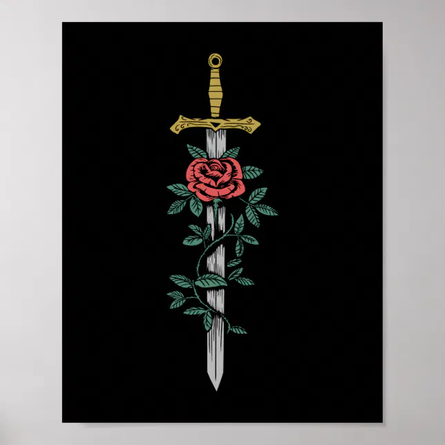 Sword and Rose Poster | Zazzle