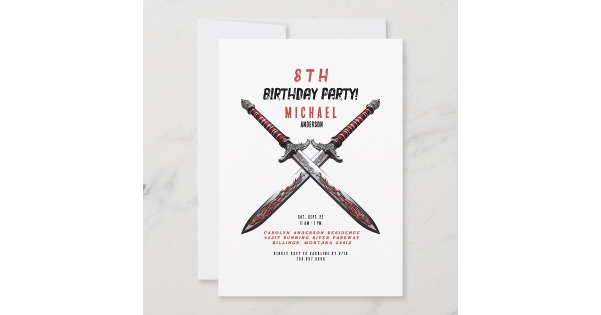 Sword Birthday Party Invitation | Zazzle