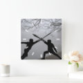 Sword Fight Square Wall Clock | Zazzle