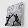 Sword Fight Square Wall Clock | Zazzle