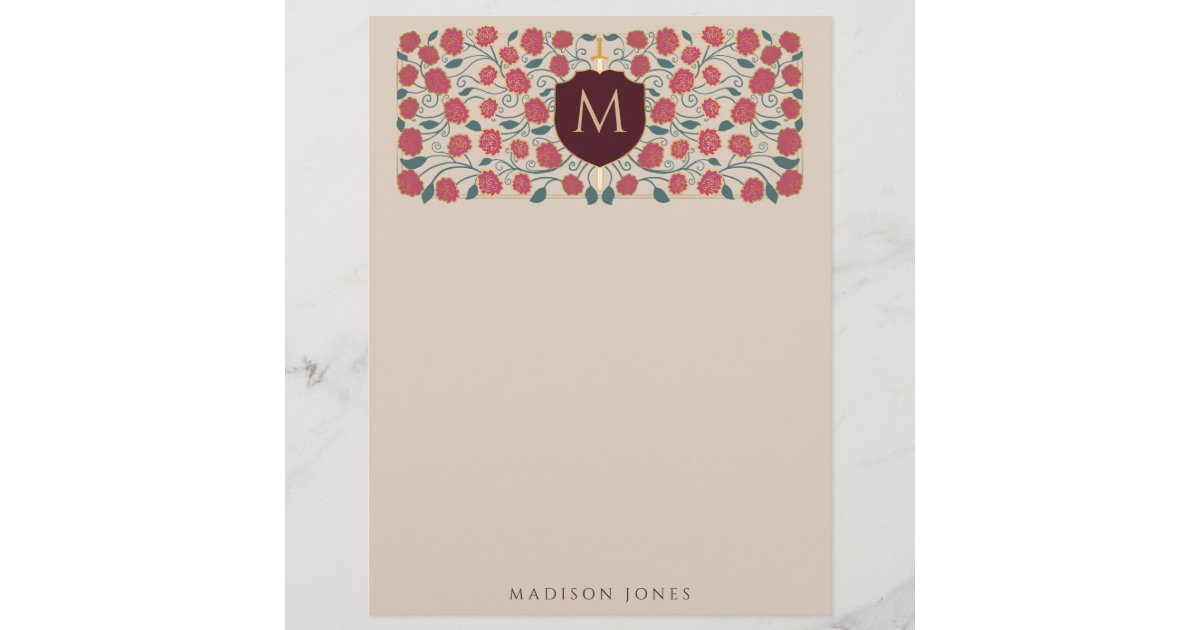 Sword & Shield Medieval Fantasy Monogram Letterhead | Zazzle