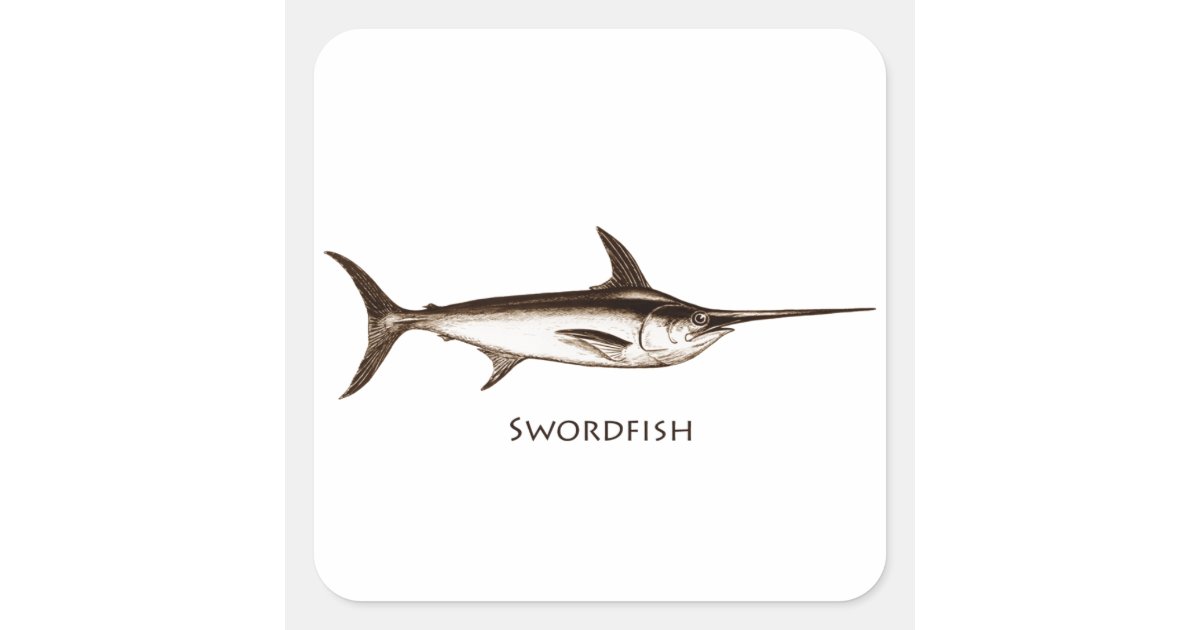 Swordfish Logo Square Sticker | Zazzle