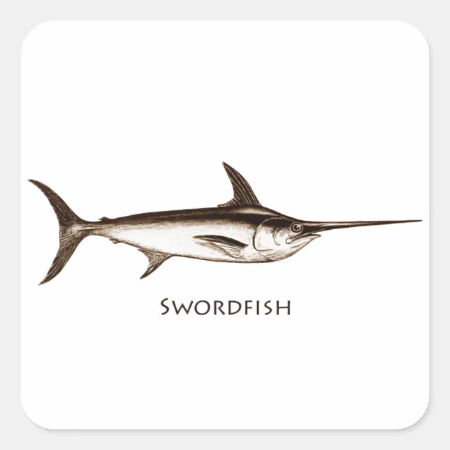 Swordfish Logo Square Sticker | Zazzle