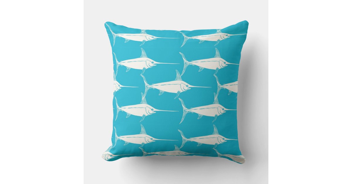Swordfish Pattern Throw Pillow | Zazzle