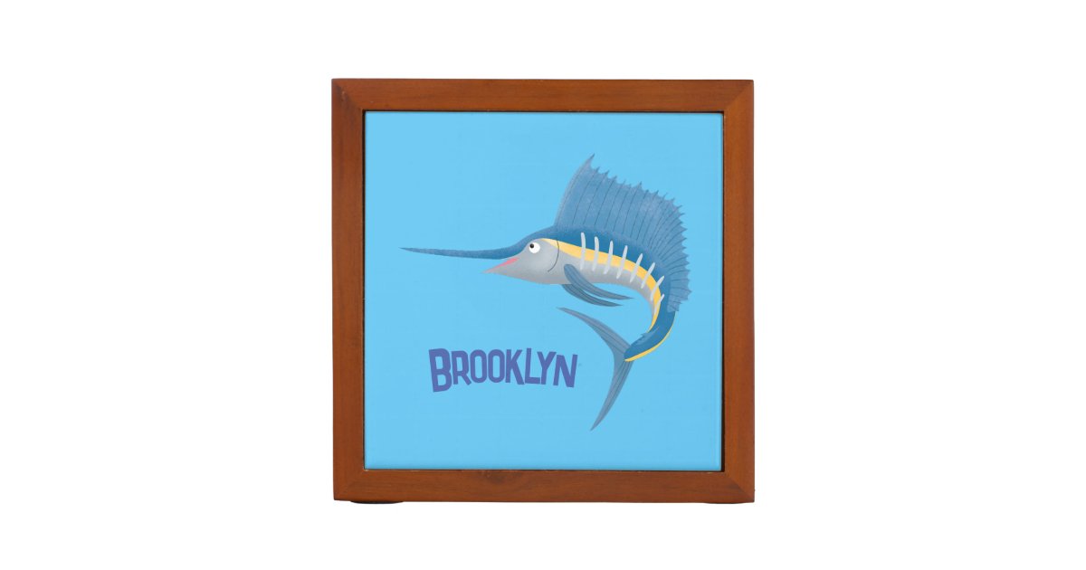Swordfish sailfish fun cartoon illustration desk organizer | Zazzle