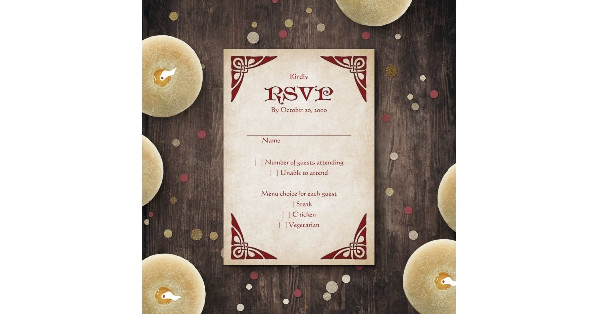 Swords Celtic Wedding RSVP Card | Zazzle