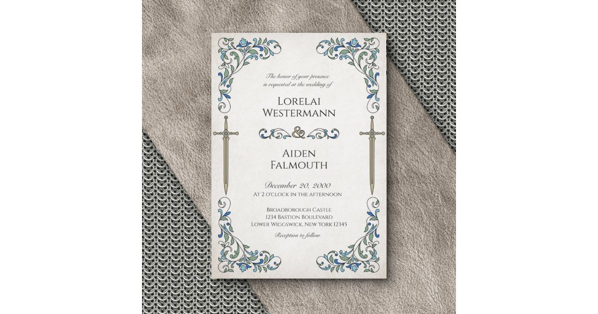 Swords Gamer Fantasy Wedding Invitation | Zazzle