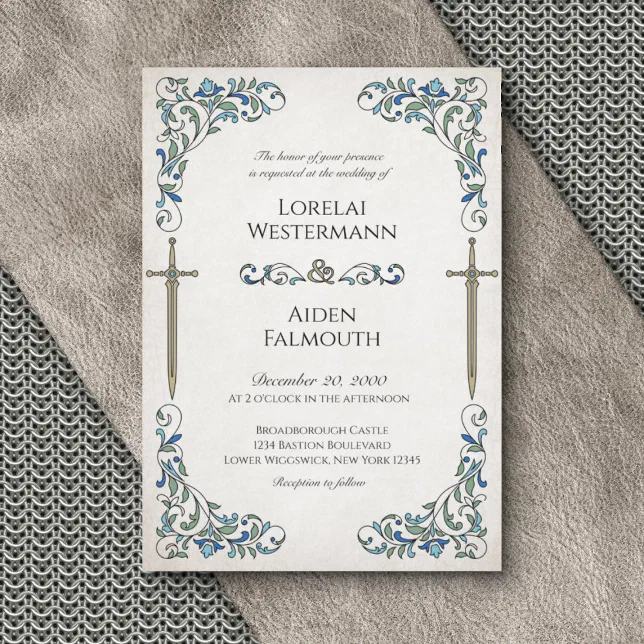 Swords Gamer Fantasy Wedding Invitation | Zazzle