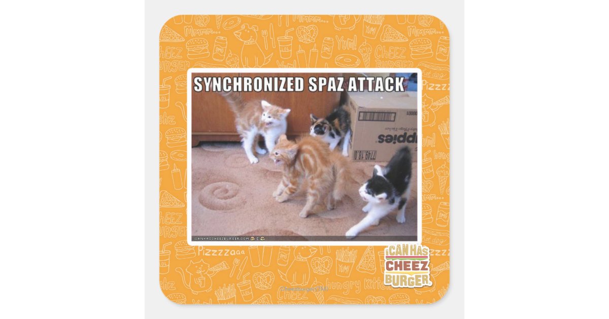 Sychronized Spaz Attack Square Sticker | Zazzle