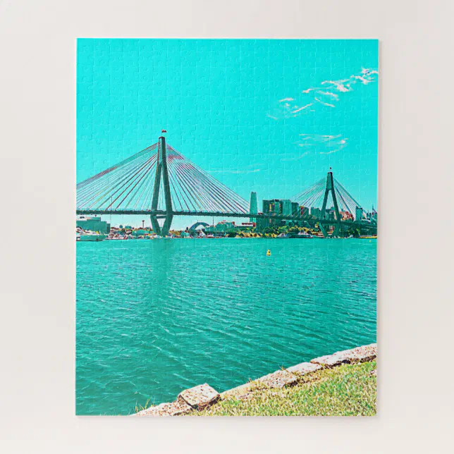 Sydney ANZAC Bridge harbour scene Jigsaw Puzzle | Zazzle