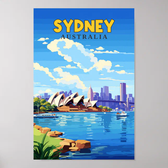 Sydney Australia Travel Art Vintage Illustration Poster | Zazzle