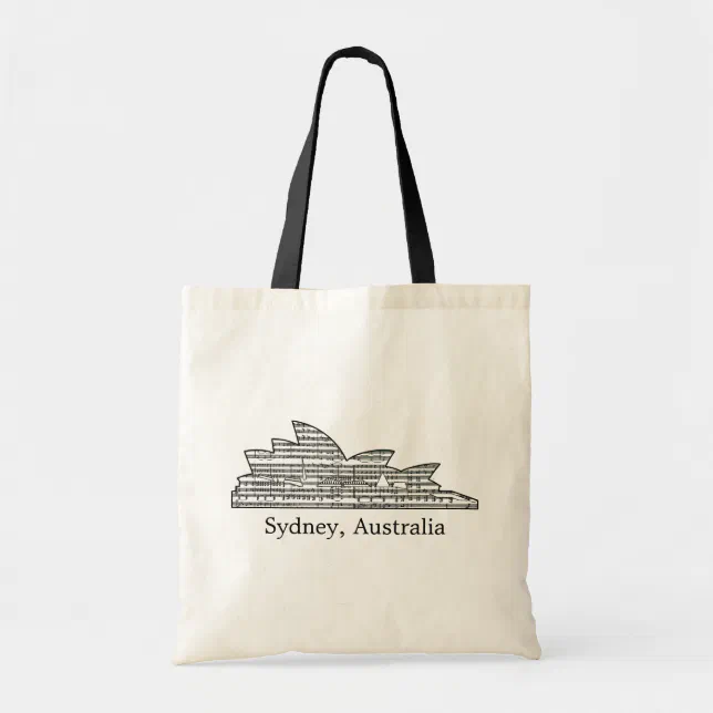 Sydney Opera House Outline w Musical Notes Tote Bag | Zazzle