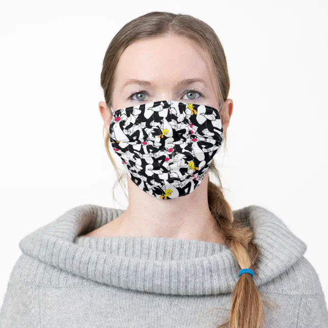 SYLVESTER™ & TWEETY™ Pattern Adult Cloth Face Mask | Zazzle