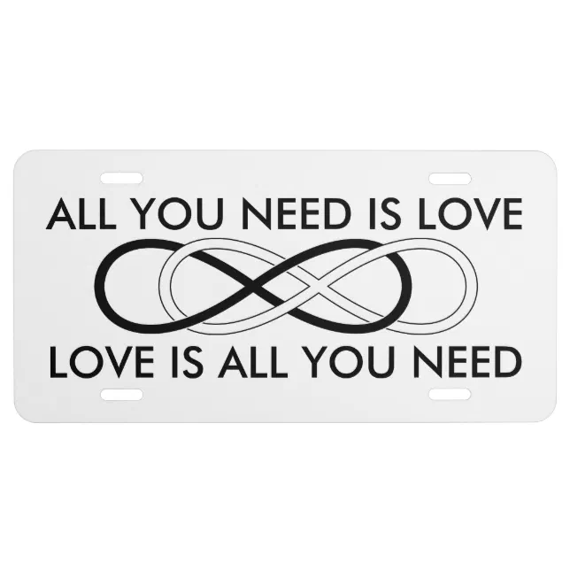 Symbol double Infinity - Black & White License Plate | Zazzle