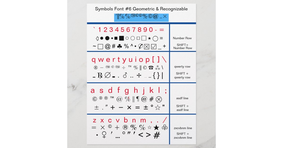 Symbol Font Sampler #6 Geometric & Recognizable Letterhead | Zazzle