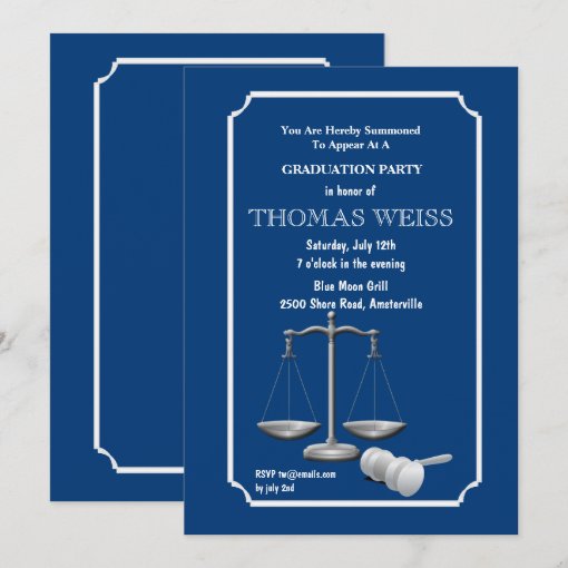 Symbol of Justice Graduation Invitation | Zazzle