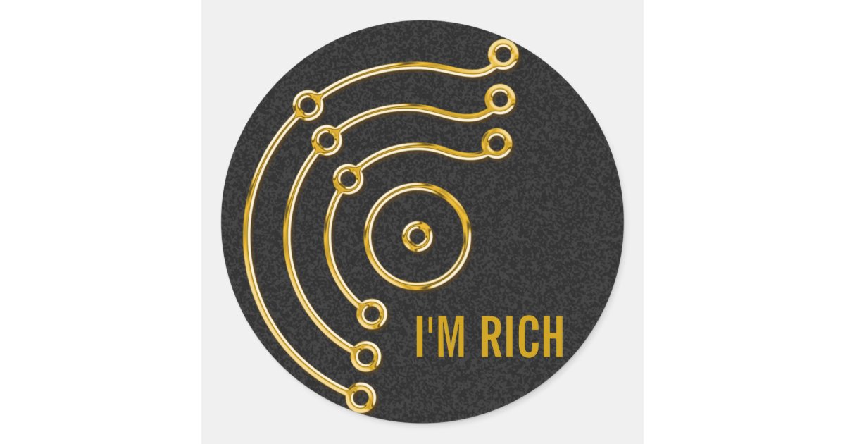 Symbol RUNA / GOLD, I'M RICH | black splatter Classic Round Sticker ...