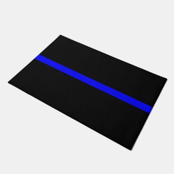 Symbolic Thin Blue Line graphic design on Doormat | Zazzle