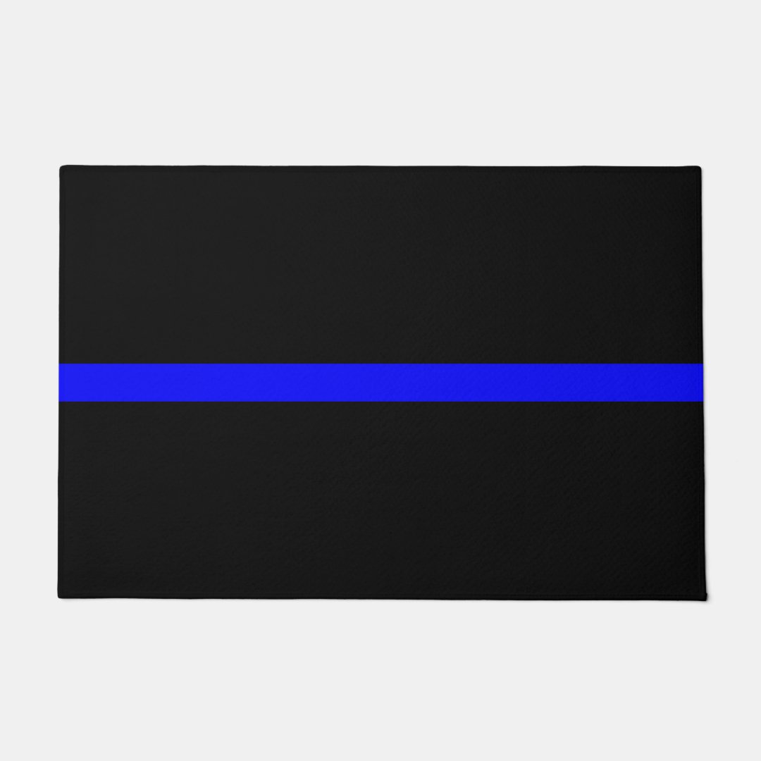 Symbolic Thin Blue Line graphic design on Doormat | Zazzle