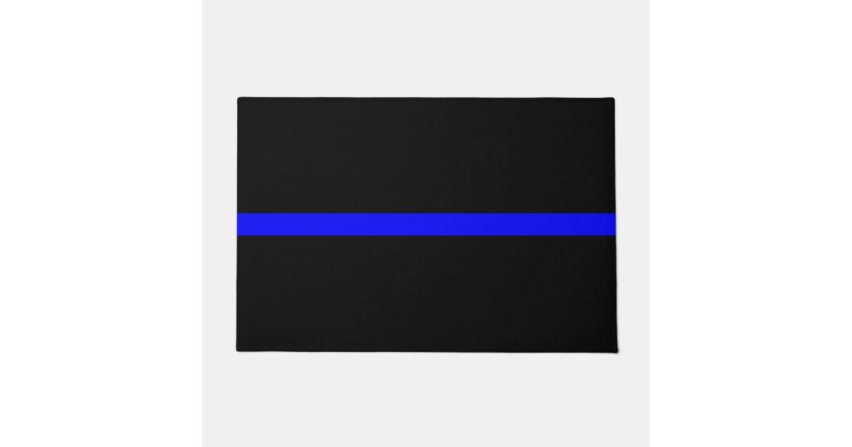 Symbolic Thin Blue Line graphic design on Doormat | Zazzle