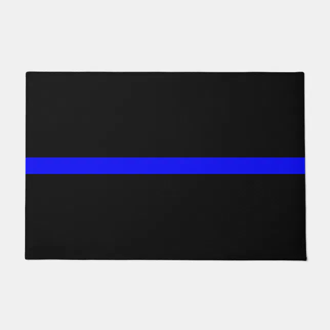 Symbolic Thin Blue Line graphic design on Doormat | Zazzle