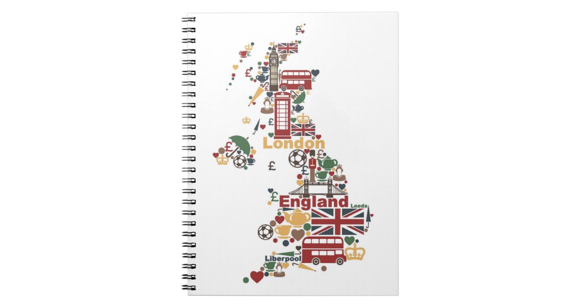 Symbols of England Map Notebook | Zazzle