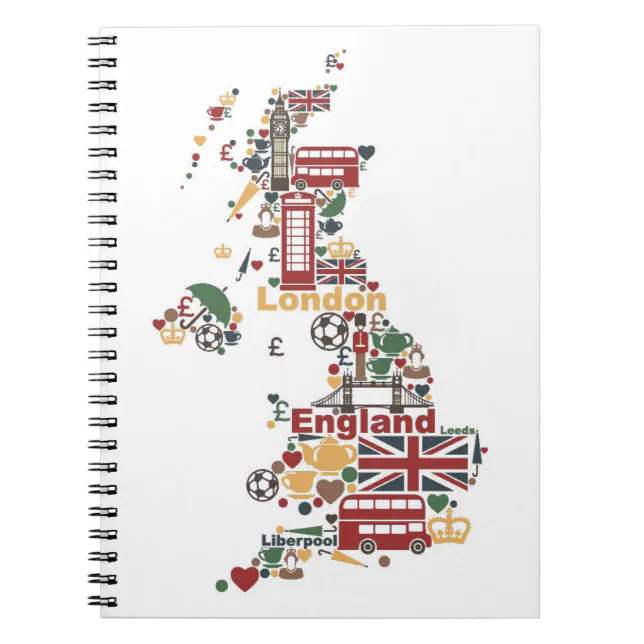 Symbols of England Map Notebook | Zazzle