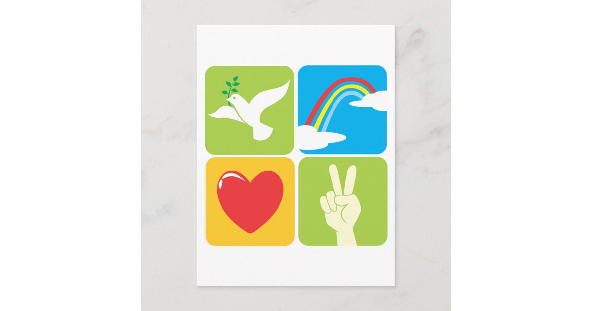 Symbols of Faith Hope Love and Peace Postcard | Zazzle