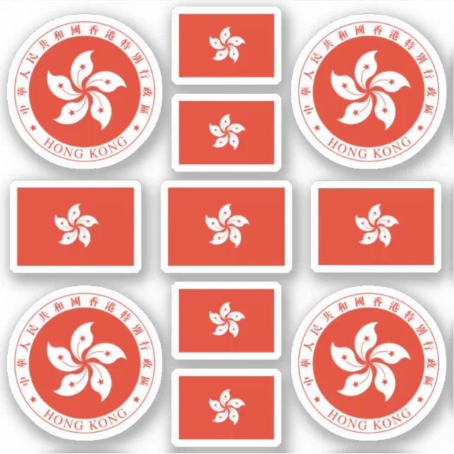 Symbols of Hong Kong / coat of arms and flag Sticker | Zazzle