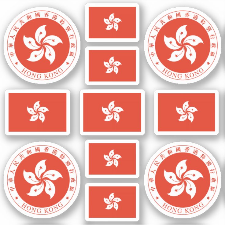 Symbols of Hong Kong / coat of arms and flag Sticker | Zazzle
