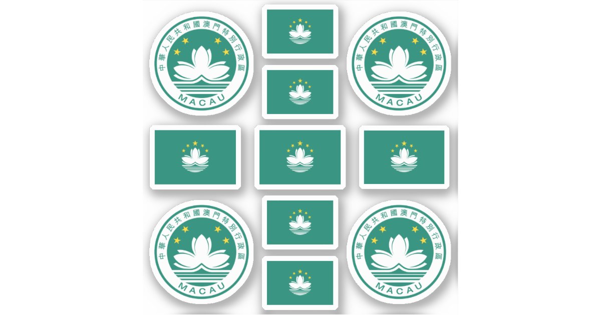 Symbols of Macau / coat of arms and flag Sticker | Zazzle