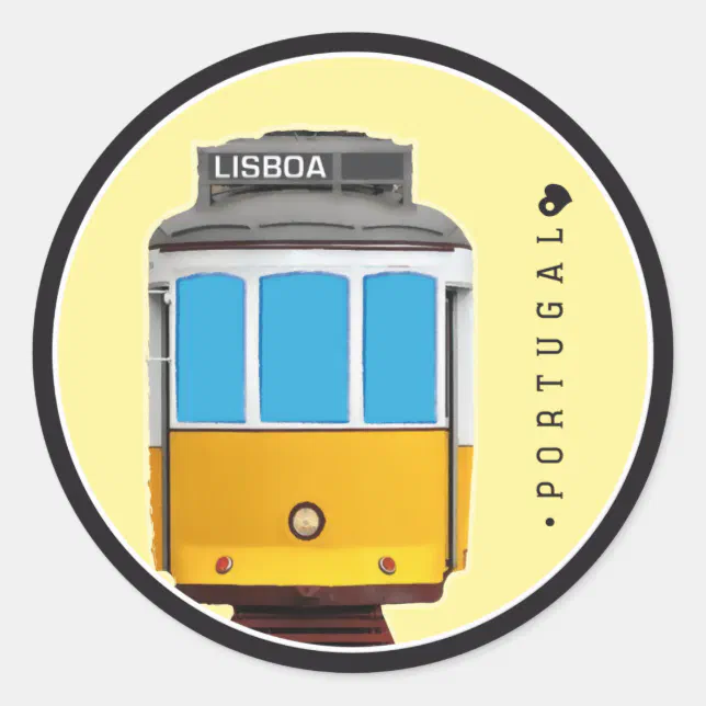 Symbols of Portugal - Lisbon Tramway Classic Round Sticker | Zazzle