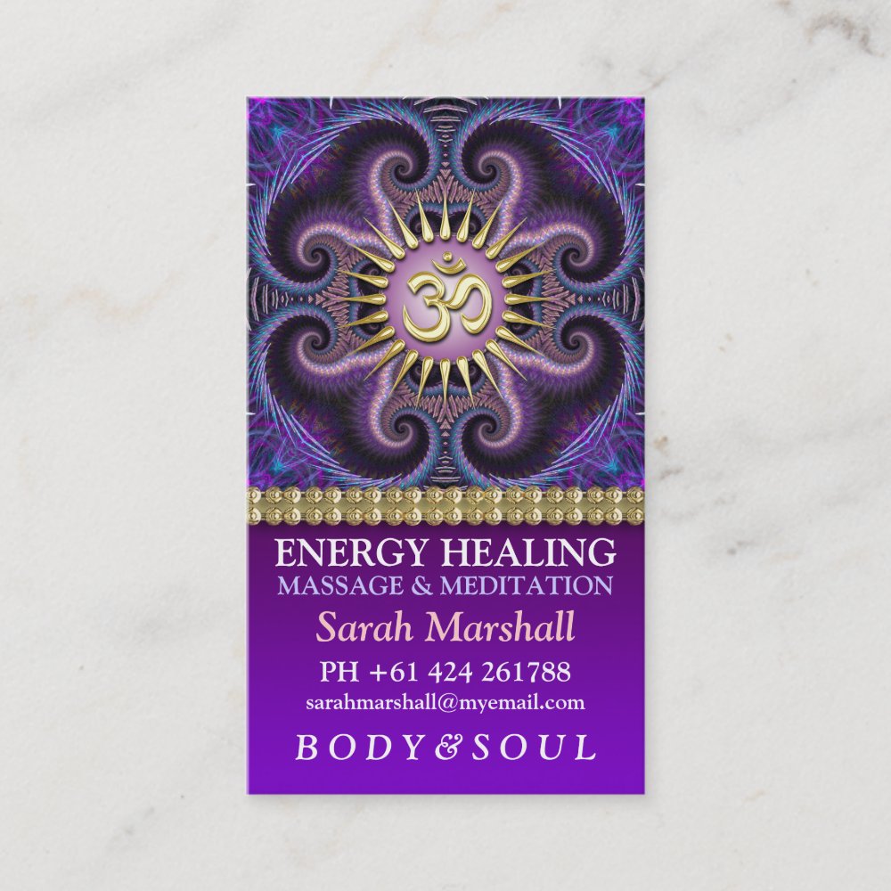 Symmetry OM Yoga Meditation Business Card - Snuggle Hamster Designs