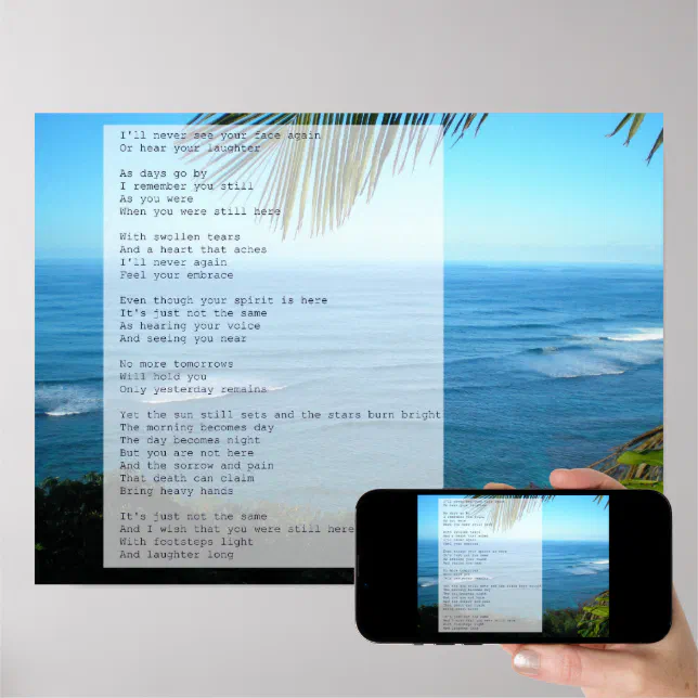 Sympathy and Grief Poem- Hawaii Sea Poster | Zazzle