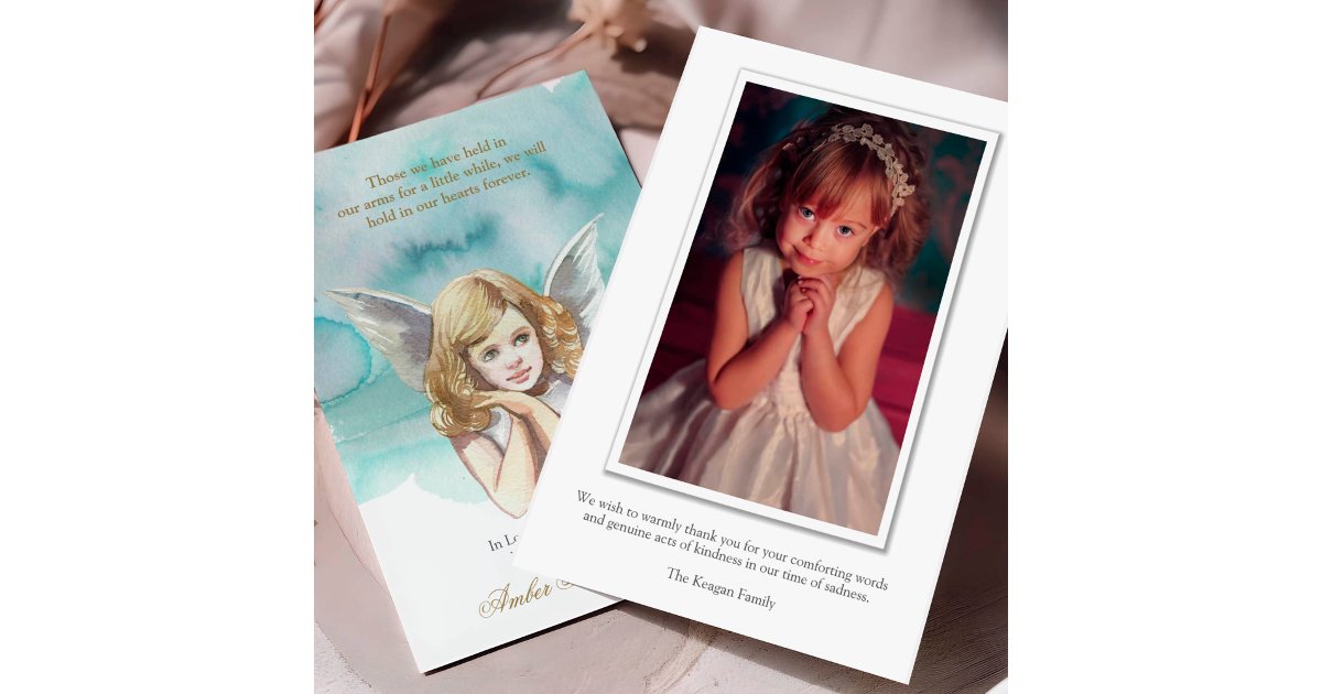 Sympathy Angel Photo Funeral Thank You Cards | Zazzle