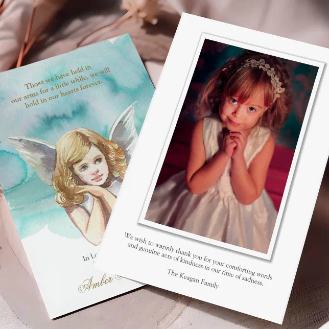 Sympathy Angel Photo Funeral Thank You Cards | Zazzle