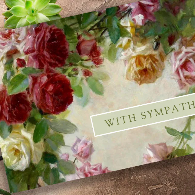 Sympathy Antique Roses Sorry For Your Loss Card | Zazzle