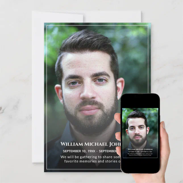 Sympathy Bereavement Custom Photo Funeral Memorial Invitation | Zazzle