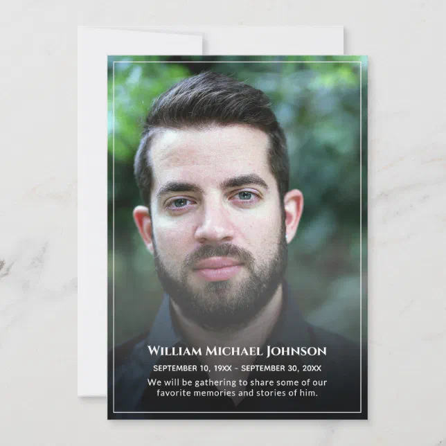 Sympathy Bereavement Custom Photo Funeral Memorial Invitation | Zazzle