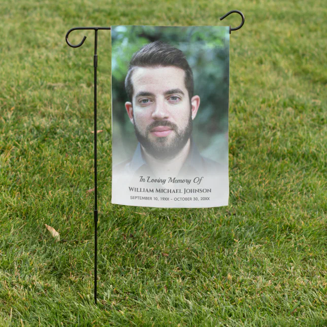 Sympathy Bereavement Funeral Memorial Custom Photo Garden Flag | Zazzle